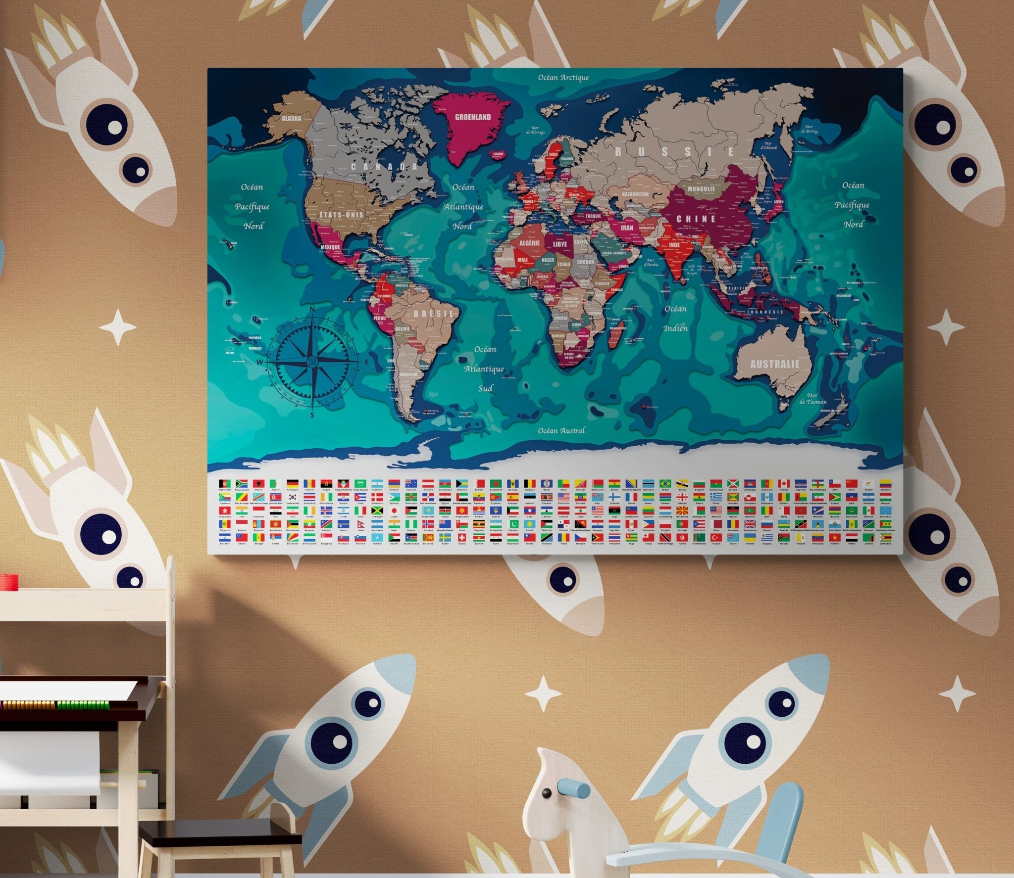 Affiche carte du monde interactive – Modern-map